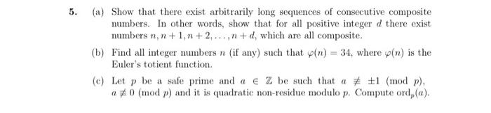 Solved 5. (a) Show that there exist arbitrarily long | Chegg.com