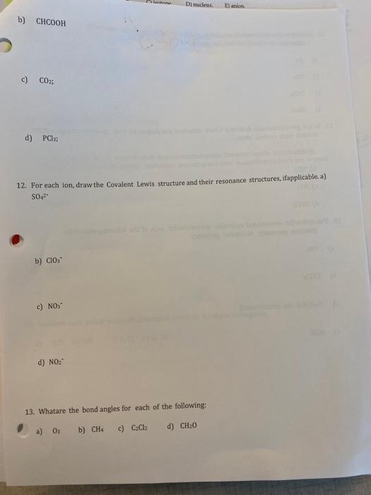 Solved 12. For each fon, draw the Covalent Lewis structure | Chegg.com
