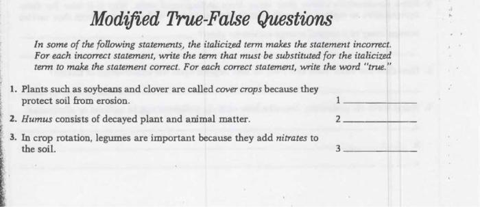 Solved Modified True-False Questions In some of the | Chegg.com