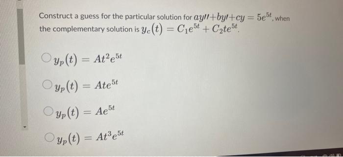 Solved Construct a guess for the particular solution for | Chegg.com