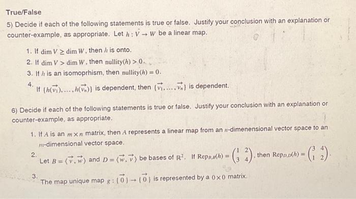 Solved True/False 5) Decide if each of the following | Chegg.com
