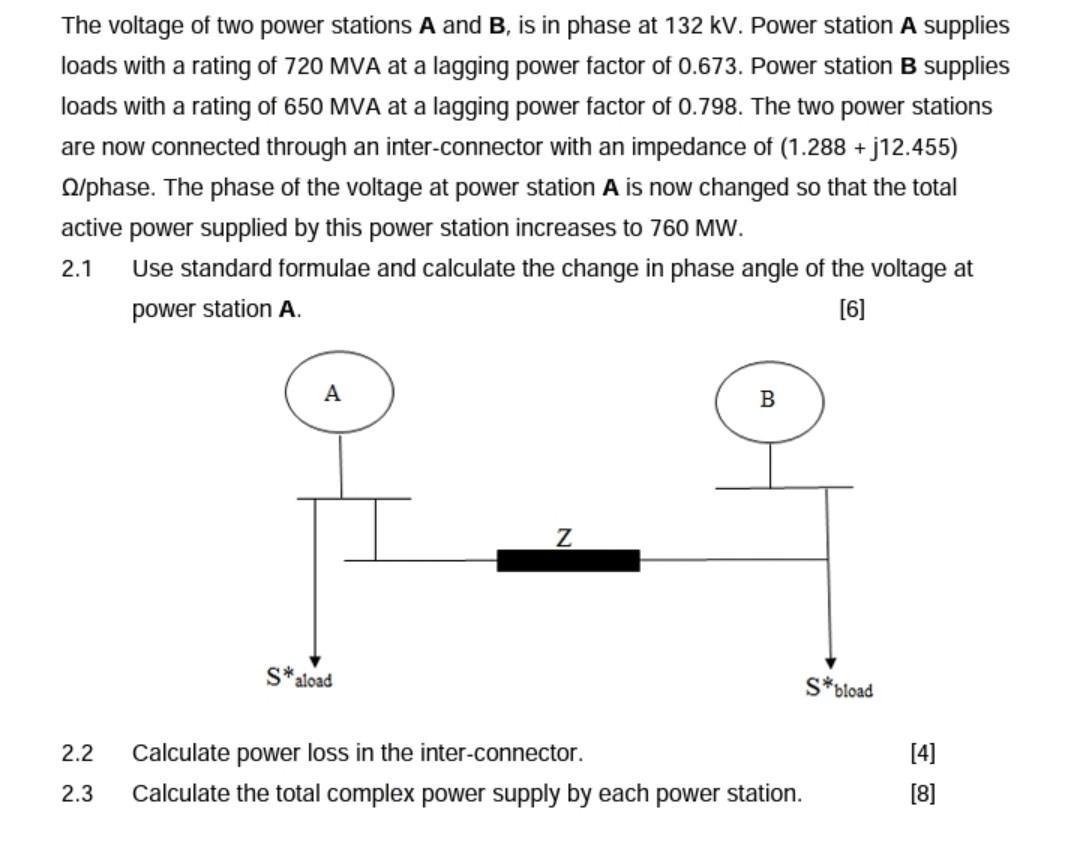 Solved The voltage of two power stations A and B, is in | Chegg.com