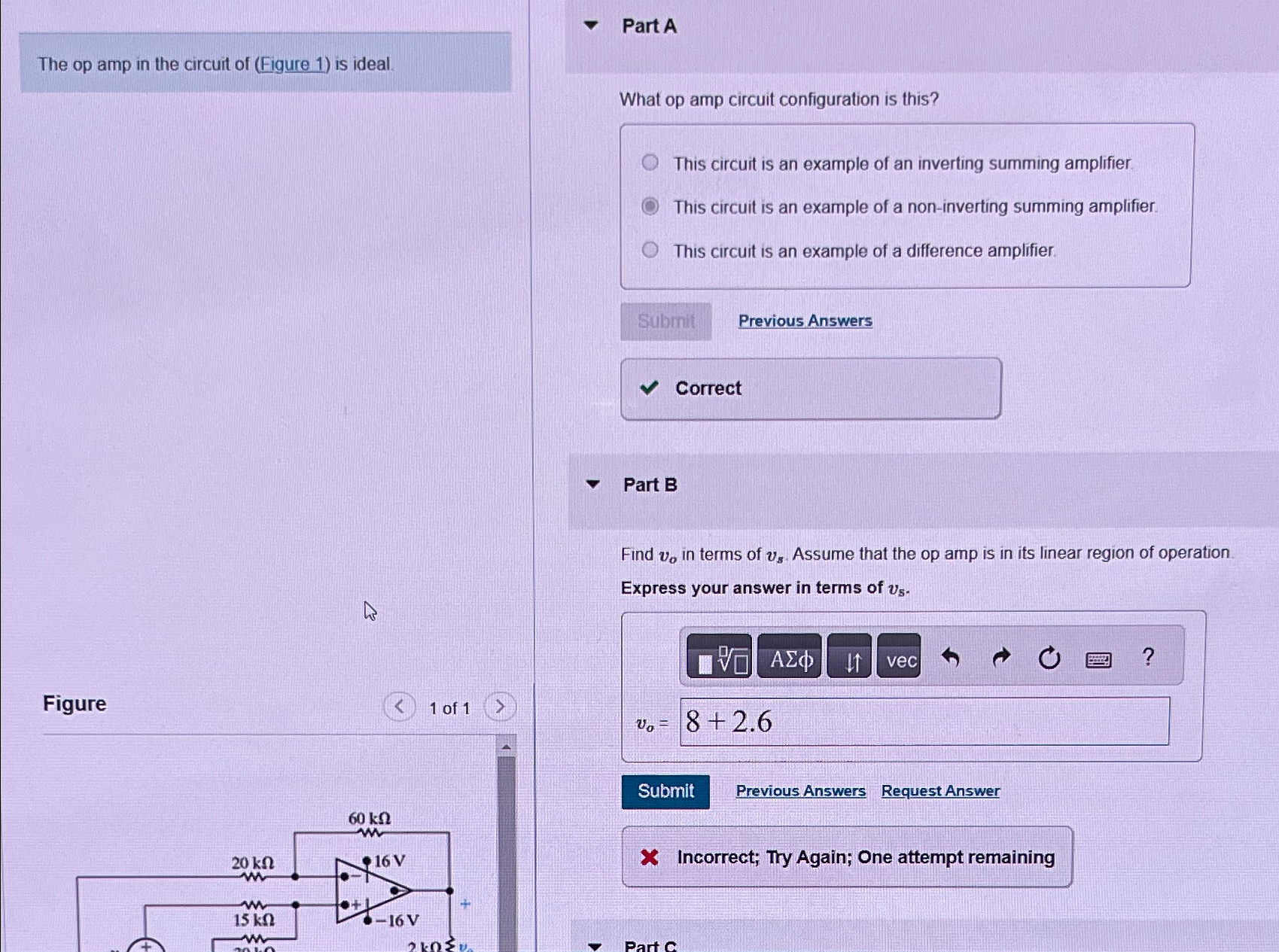 Part AThe op amp in the circuit of (Figure 1) ﻿is | Chegg.com
