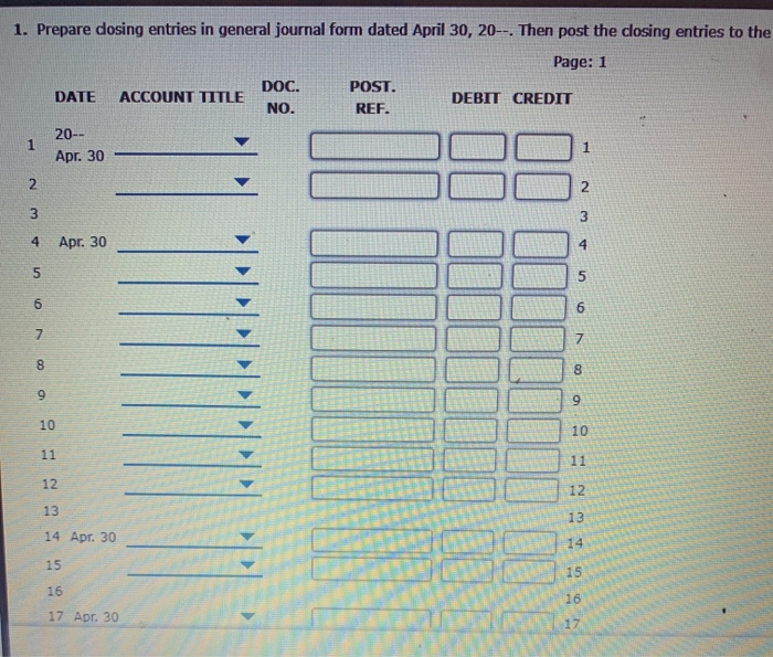 Solved Closing Entries (Net Income) Use the following | Chegg.com