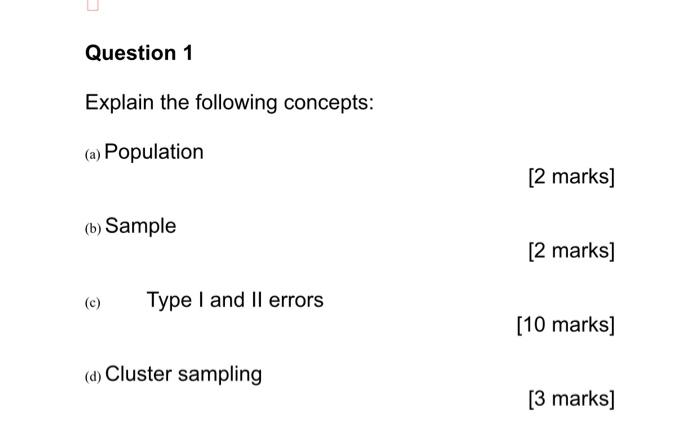 Solved Question 1 Explain the following concepts: (a) | Chegg.com