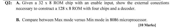 Solved Q2: A. Given a 32 x 8 ROM chip with an enable input, | Chegg.com