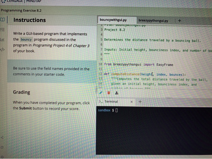 Programming Exercise 8.2 0 Instructions Write a | Chegg.com Programming Exercise 8.2 0 Instructions Write a | Chegg.com