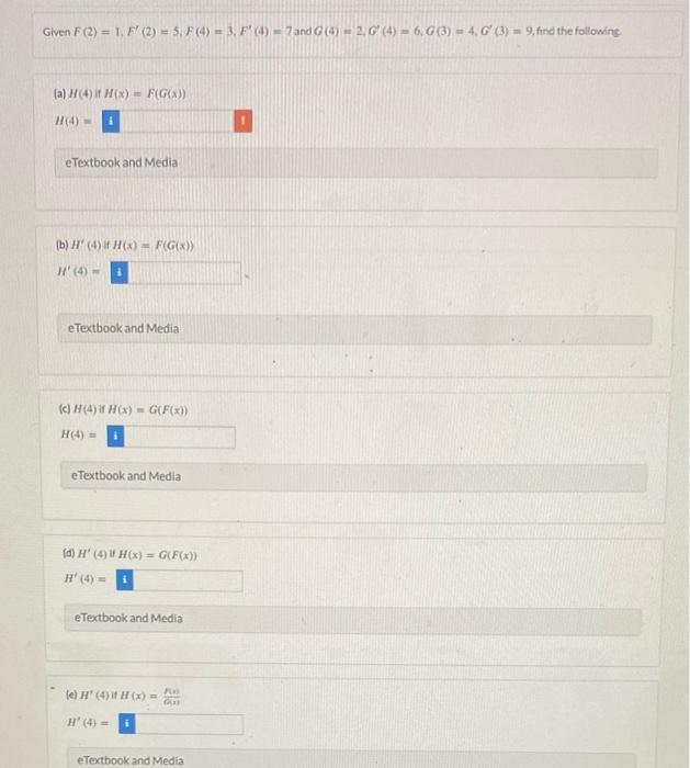 Solved Siven F(2)=1,F′(2)=5,F(4)=3,F′(4)=7 and | Chegg.com