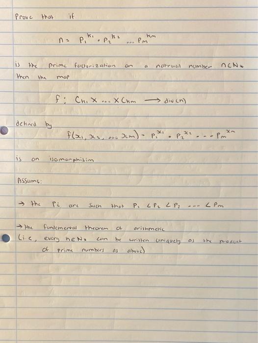 Solved Prove that if n= pki ka PZ km Pm the primi fubori | Chegg.com