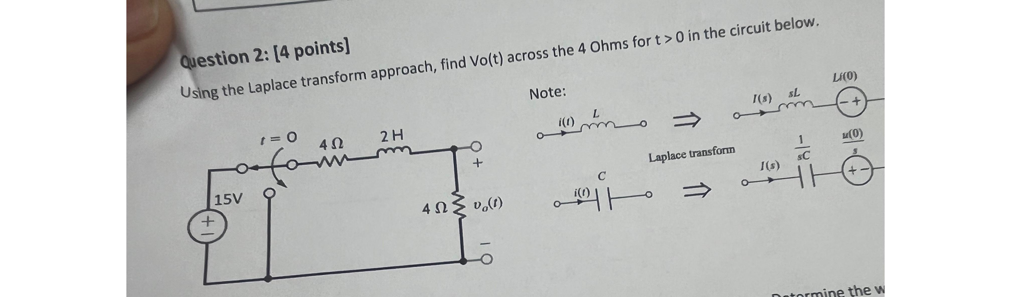 Solved Question 2: [4 ﻿points]Using the Laplace transform | Chegg.com