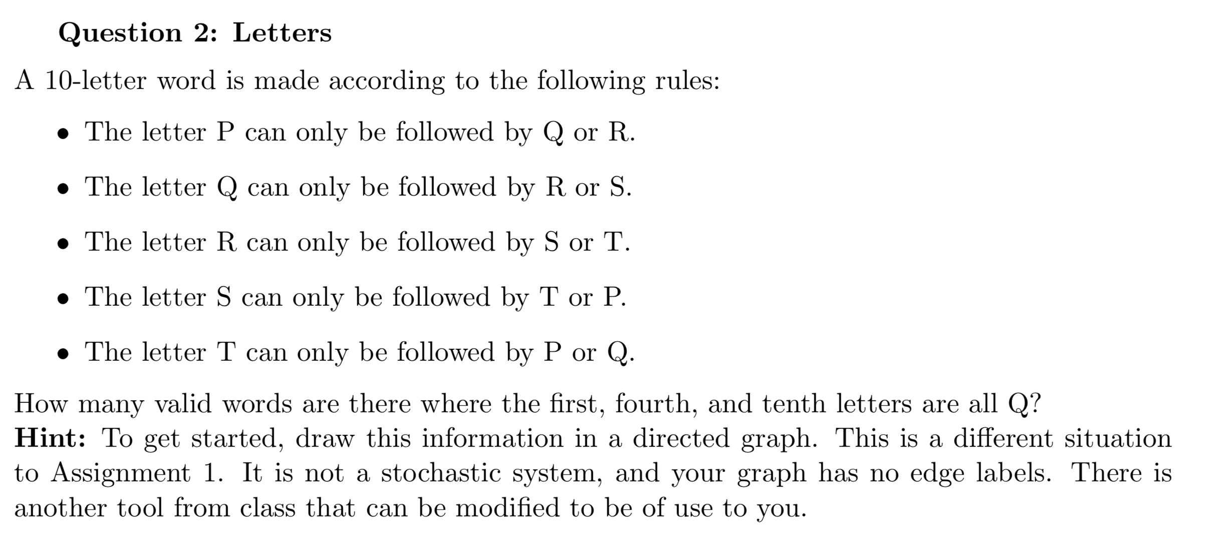 Solved Question 2: LettersA 10-letter word is made according | Chegg.com