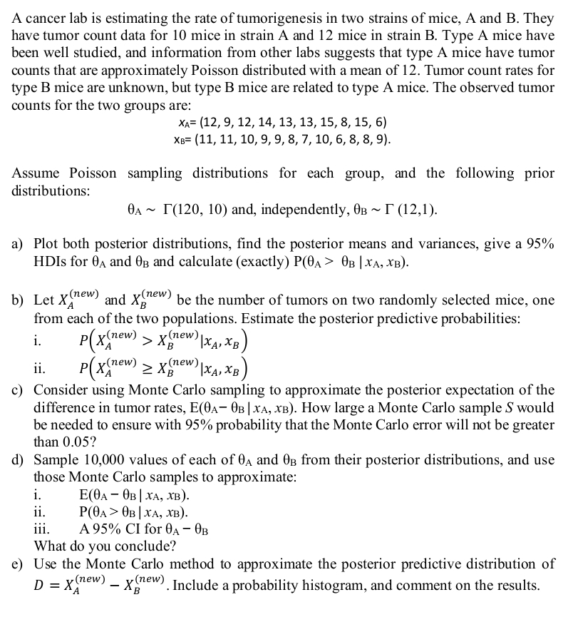 Solved please give step by step solutionA cancer lab is | Chegg.com
