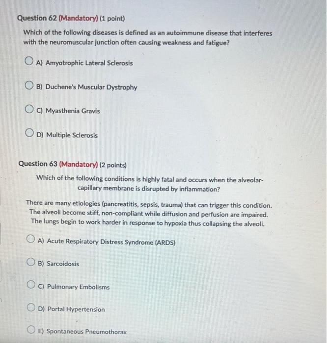 Solved Question 62 (Mandatory) (1 point) Which of the | Chegg.com Solved Question 62 (Mandatory) (1 point) Which of the | Chegg.com