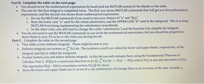 Solved Part B. Complete the table on the next page. . You | Chegg.com