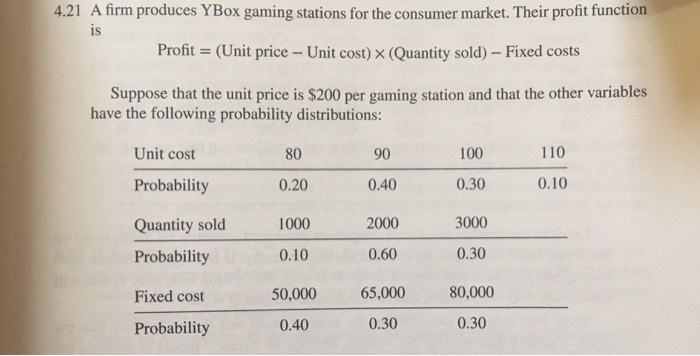 4.21 A firm produces YBox gaming stations for the | Chegg.com