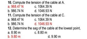 Solved SITUATION. A parabolic cable carries a horizontally | Chegg.com
