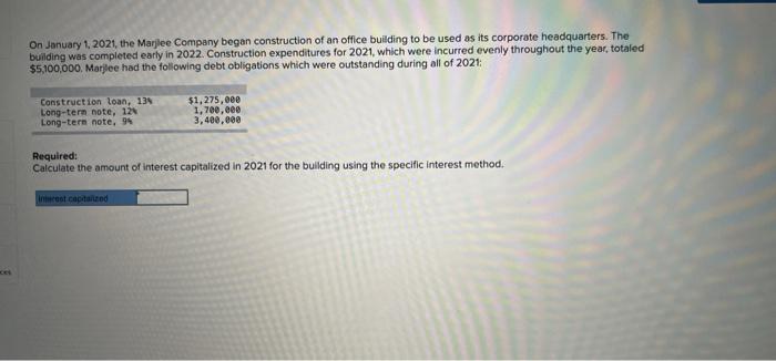 Solved On January 1, 2021, the Marjlee Company began | Chegg.com