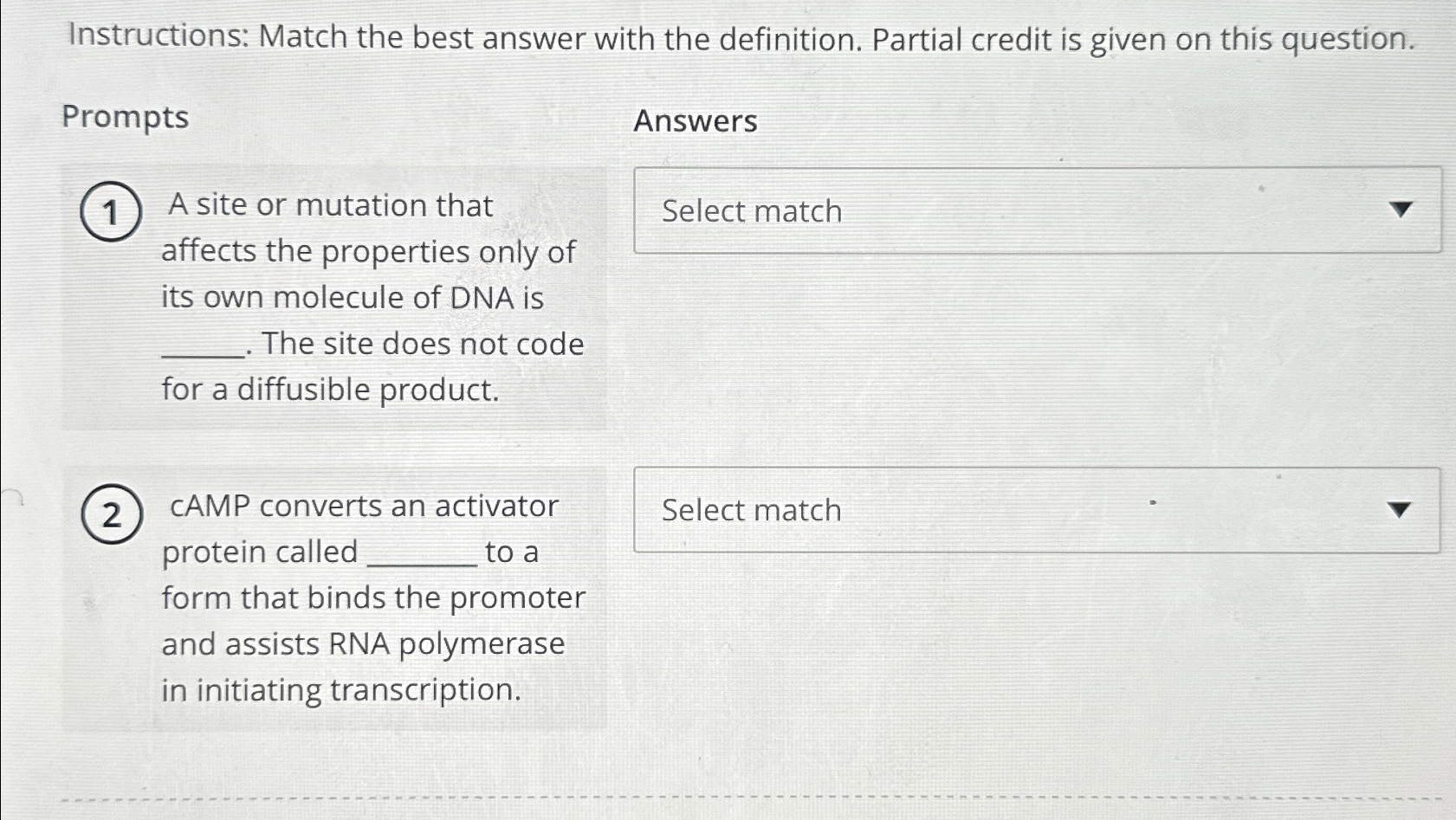 Solved Instructions: Match the best answer with the | Chegg.com