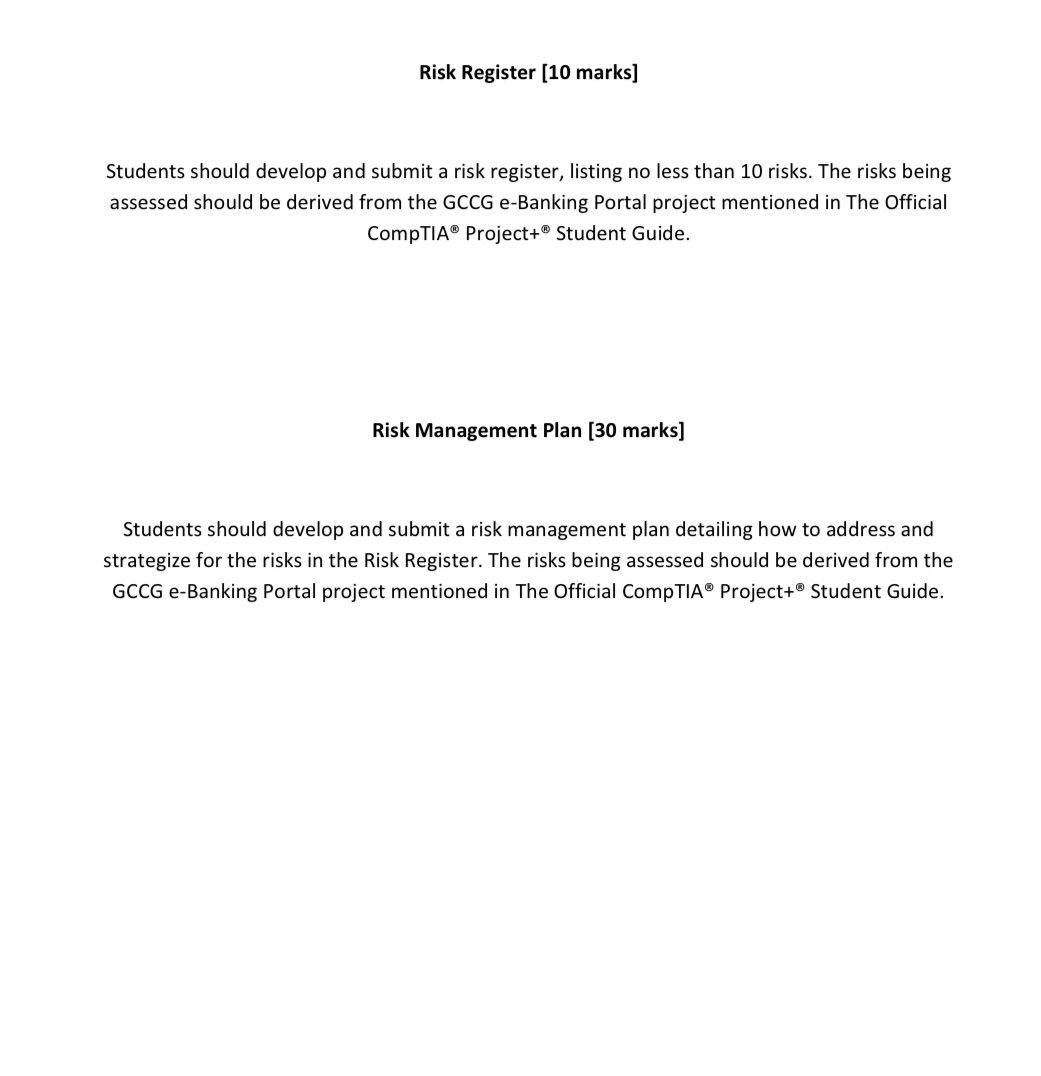 Solved Risk Register [10 ﻿marks]Students should develop and | Chegg.com