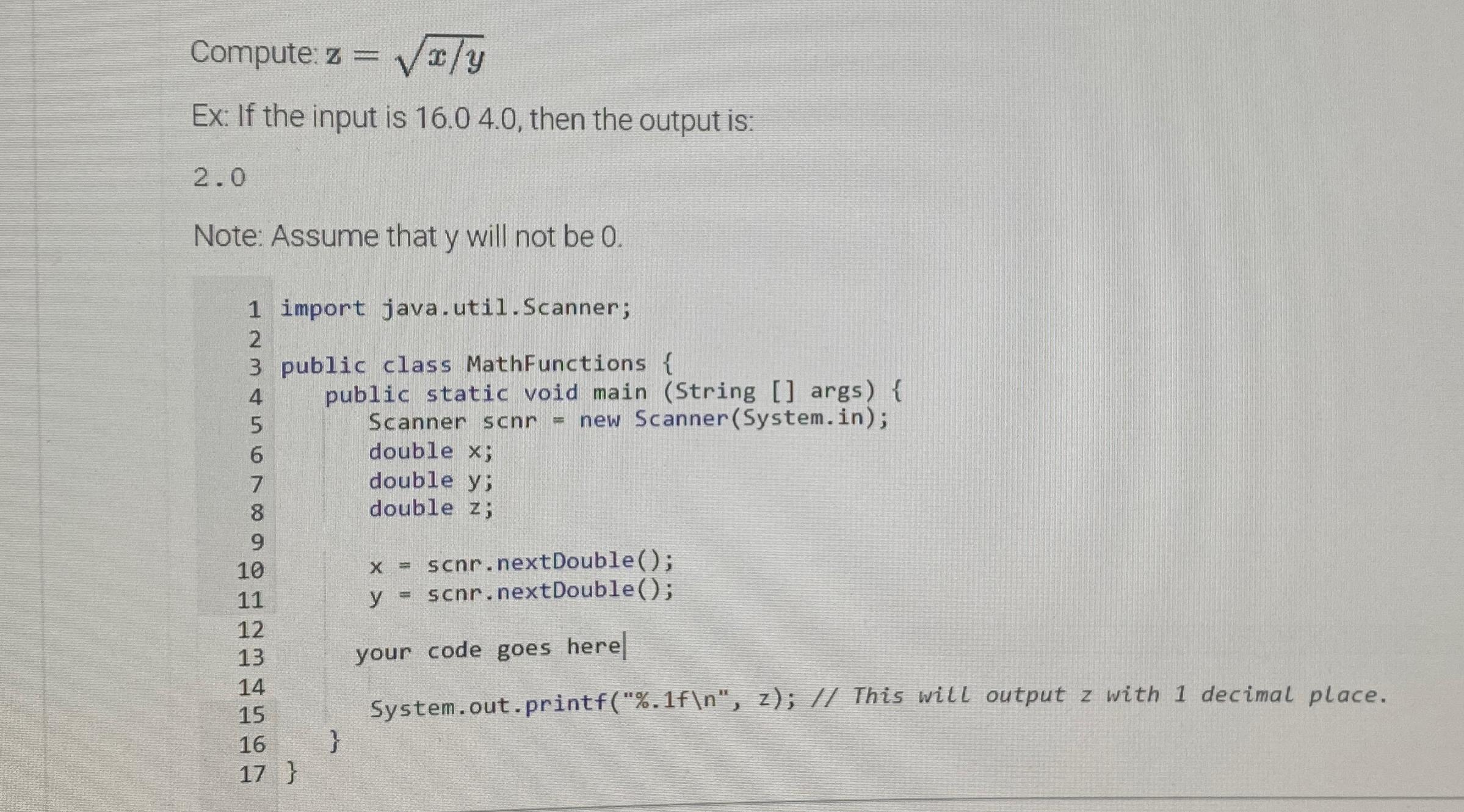 Solved Compute: z=xy2Ex: If the input is 16.04 .0 , ﻿then | Chegg.com