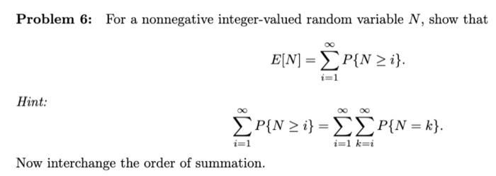 Solved Problem 6: For a nonnegative integer-valued random | Chegg.com
