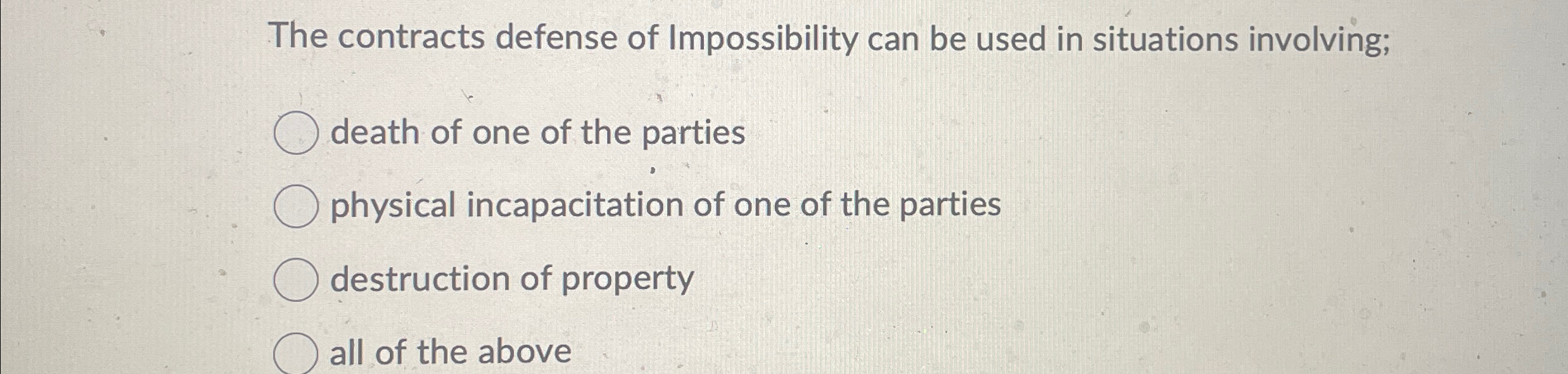 Solved The contracts defense of Impossibility can be used in | Chegg.com