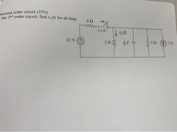 Solved second order circuit ( 25%) the 2nd order circuit, | Chegg.com