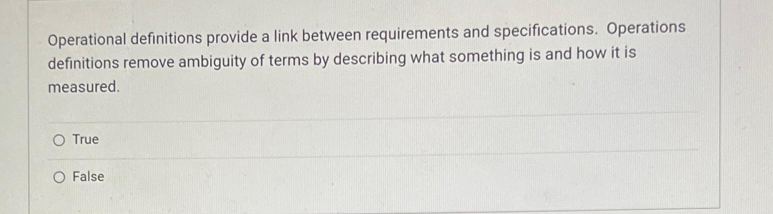 Solved Operational definitions provide a link between | Chegg.com