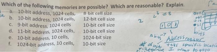 Solved Which of the following memories are possible? Which | Chegg.com
