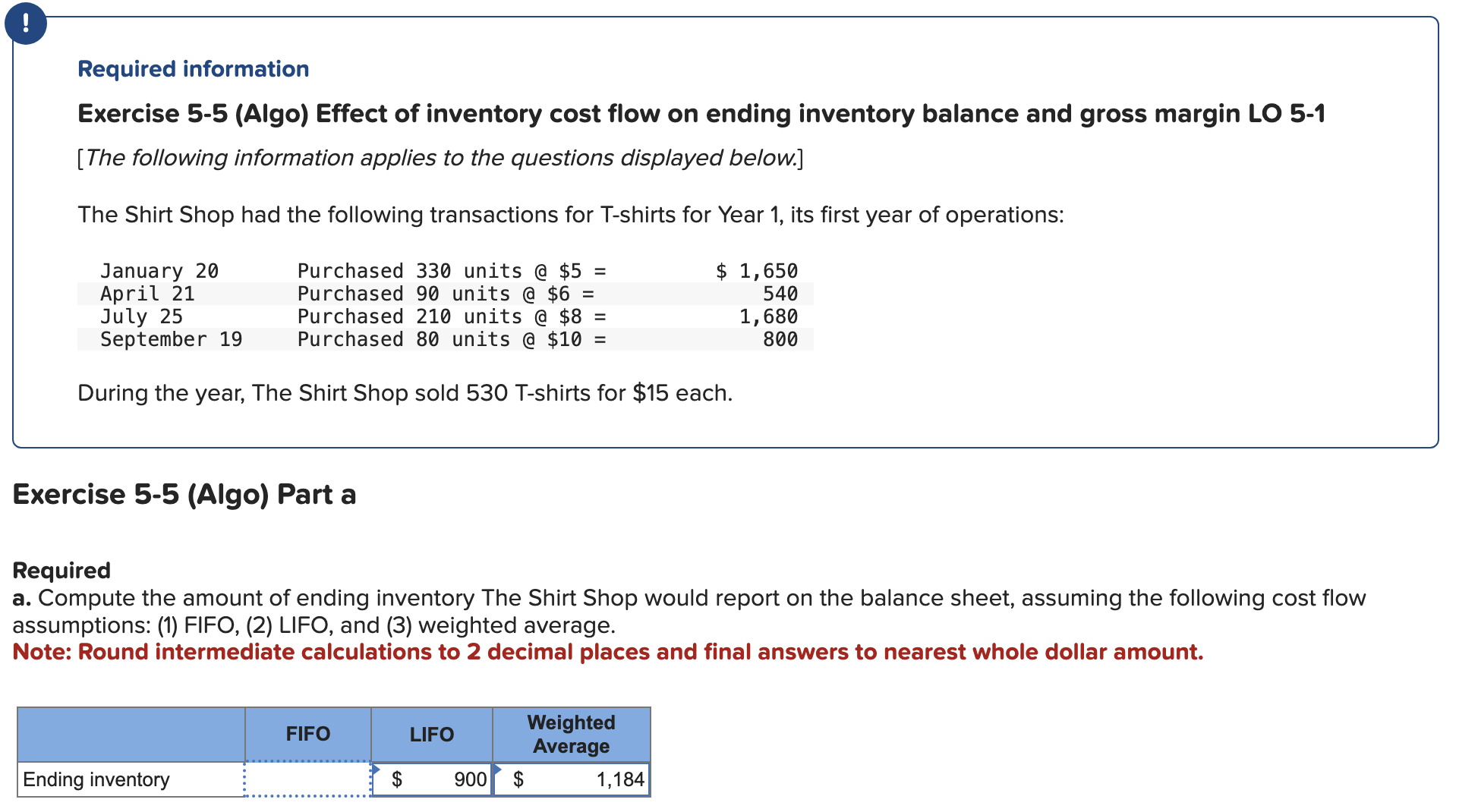 Solved Required informationExercise 5-5 (Algo) ﻿Effect of | Chegg.com