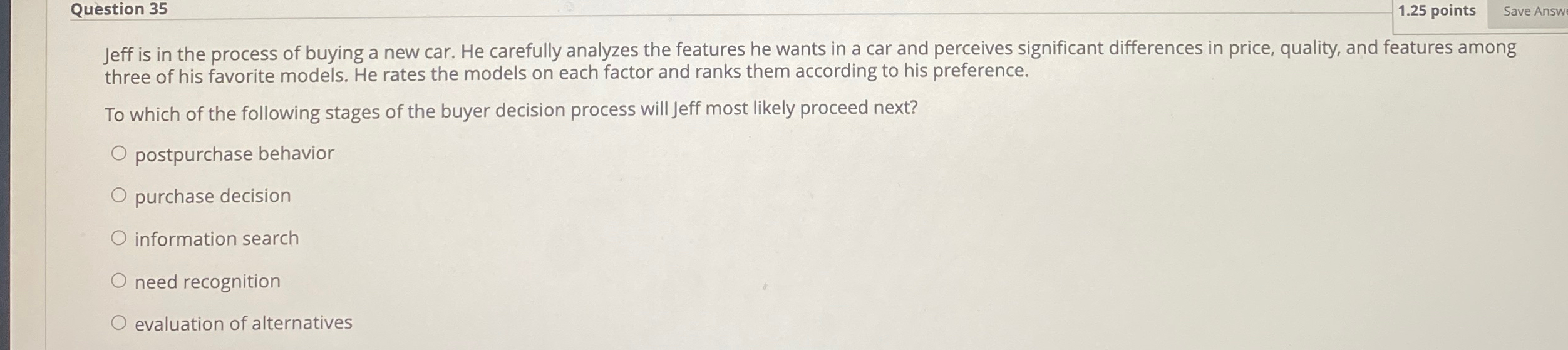 Solved Question 351.25 ﻿pointsSave AnswJeff is in the | Chegg.com