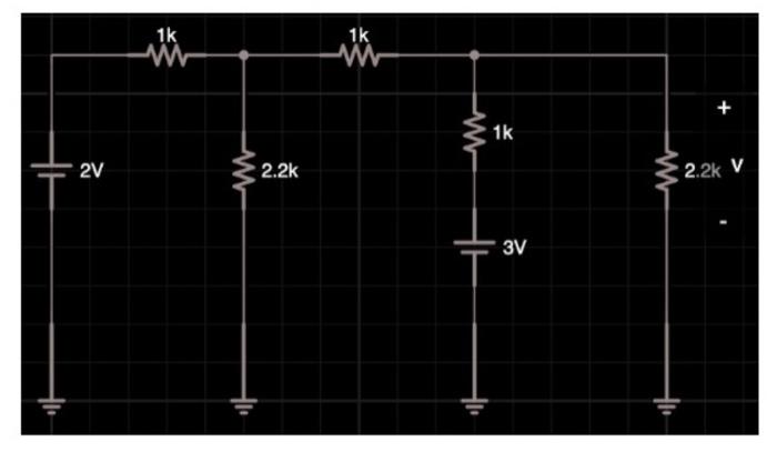 Solved Find the voltage V using the superposition theorem | Chegg.com