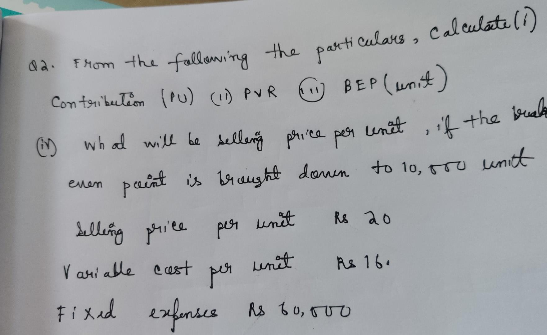 Solved Q2. From the following the particulars, calculate (i) | Chegg.com