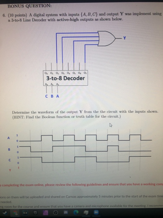 Solved Bonus Question 6 10 Points A Digital System W