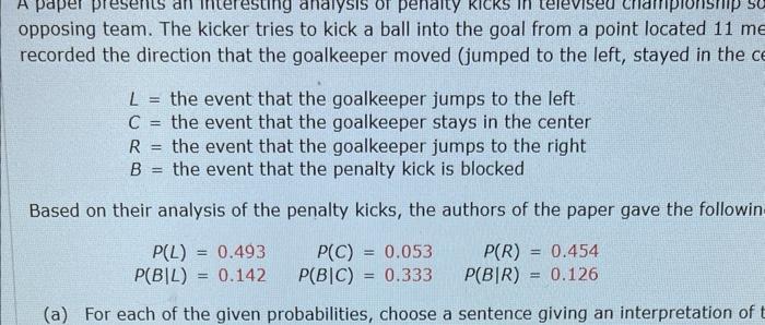 use the given probabilities to construct a | Chegg.com