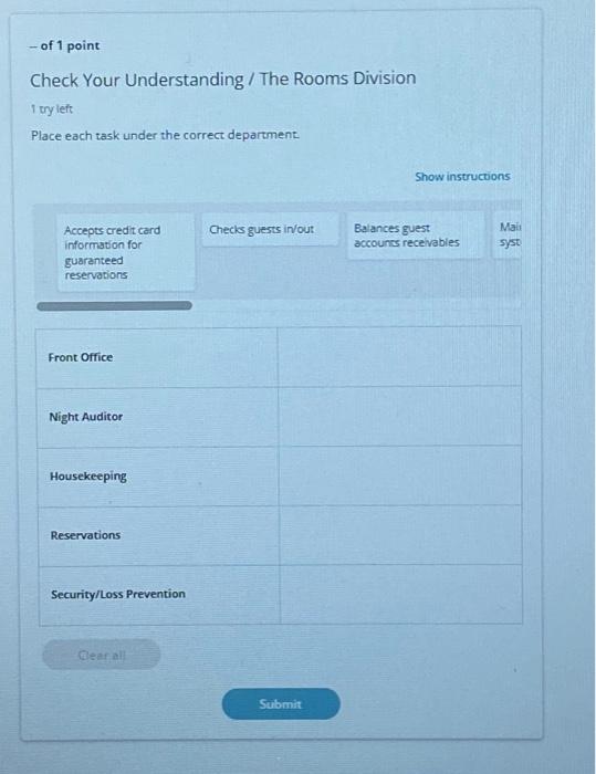 Solved - of 1 point Check Your Understanding / The Rooms | Chegg.com