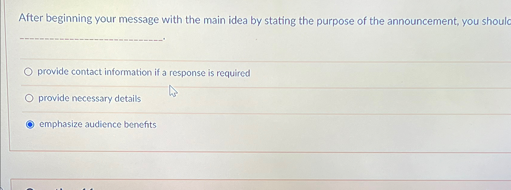 Solved After beginning your message with the main idea by | Chegg.com
