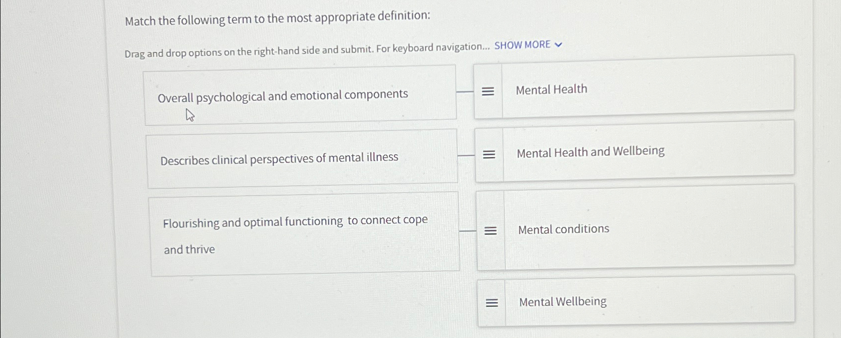 Solved Match the following term to the most appropriate | Chegg.com