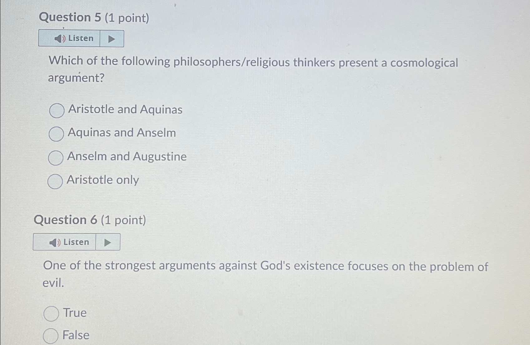 Solved Question 5 (1 ﻿point)ListenWhich of the following | Chegg.com