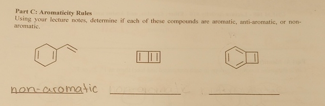 Solved Part C: Aromaticity RulesUsing your lecture notes, | Chegg.com