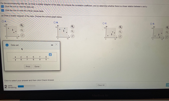 Solved For the accompanying data set, draw a scatter diagram | Chegg.com