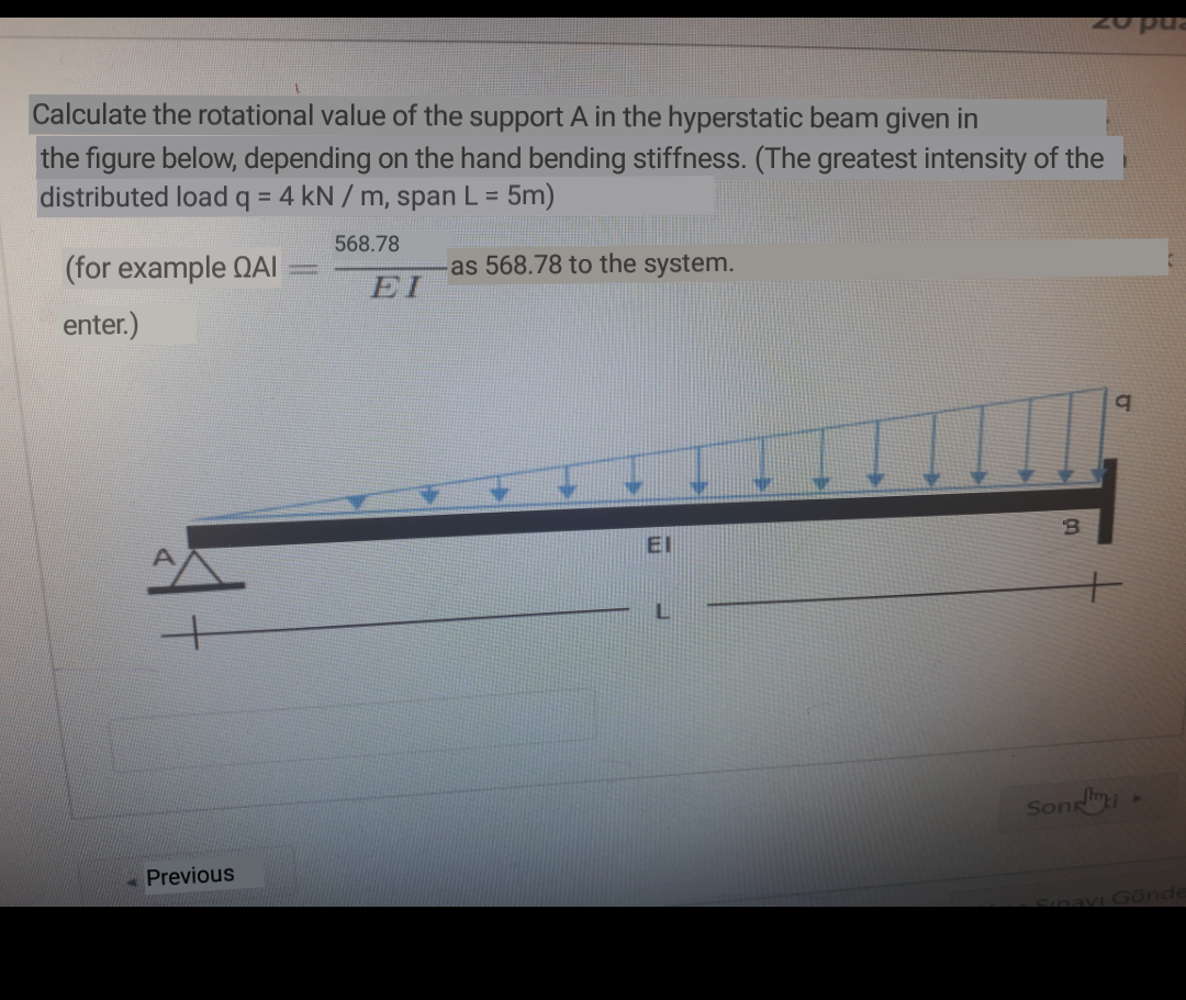 Solved zoper Calculate the rotational value of the support A | Chegg.com