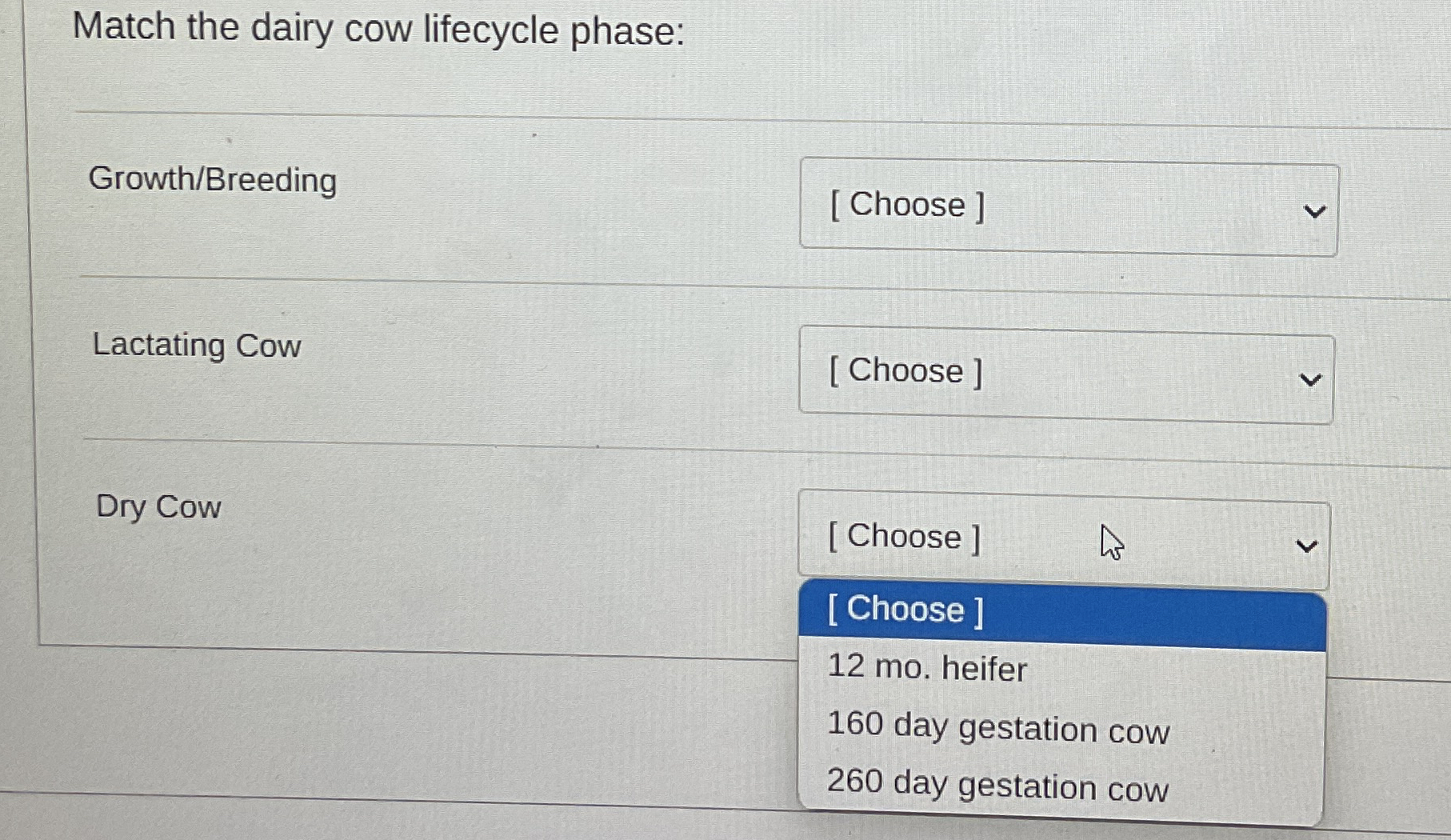 Solved Match the dairy cow lifecycle | Chegg.com