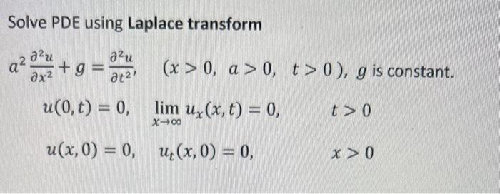 Solved Solve PDE using Laplace transform | Chegg.com Solved Solve PDE using Laplace transform | Chegg.com