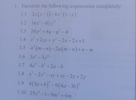 Solved Factorize the following expressions | Chegg.com