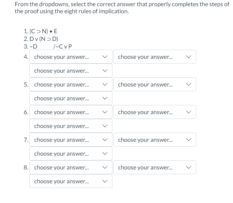 From the dropdowns, select the correct answer that | Chegg.com