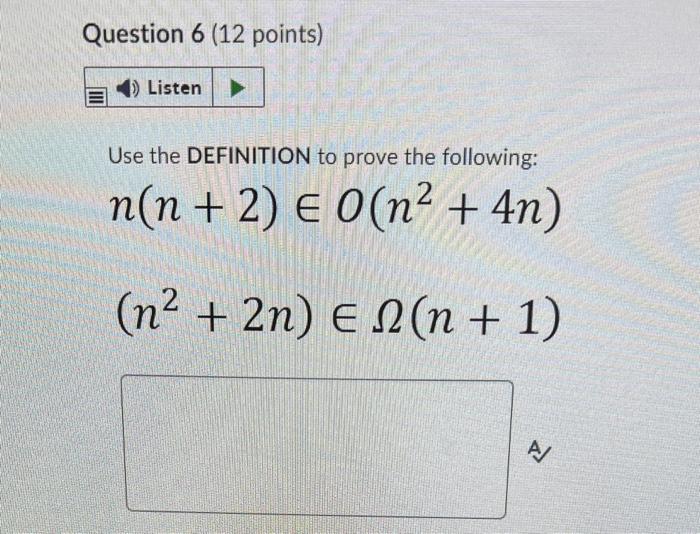 Solved Question 6 (12 points) Use the DEFINITION to prove | Chegg.com