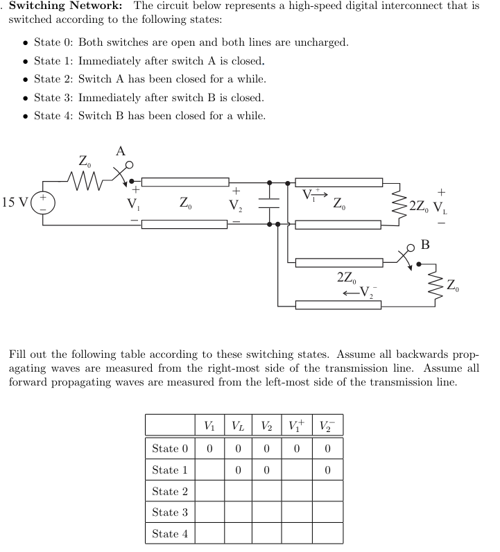 Solved Switching Network: The circuit below represents a | Chegg.com