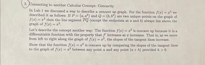 Solved Connecting to another Calculus Concept: Concavity In | Chegg.com