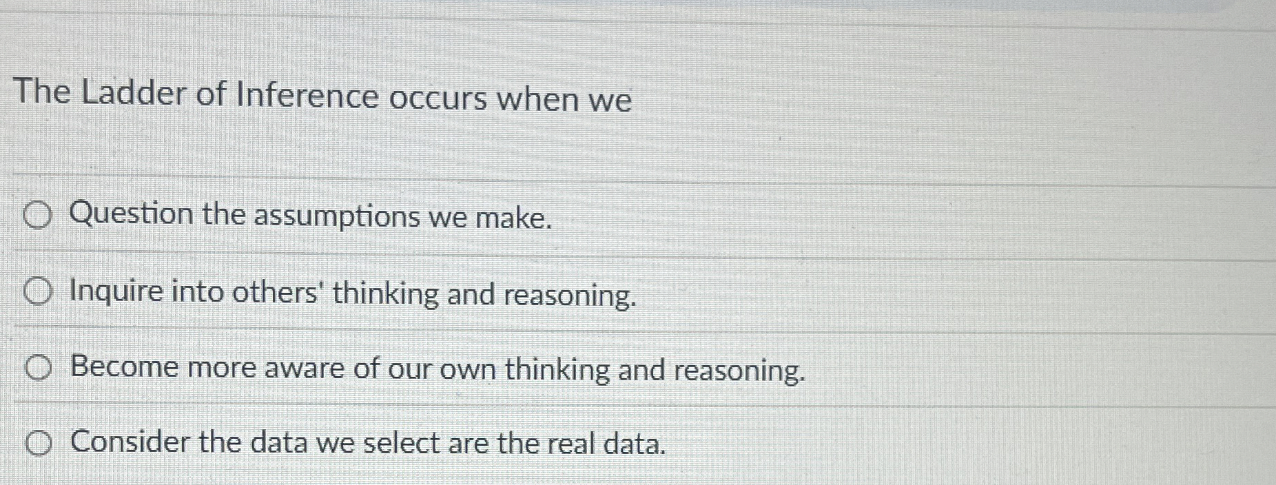 Solved The Ladder of Inference occurs when weQuestion the | Chegg.com